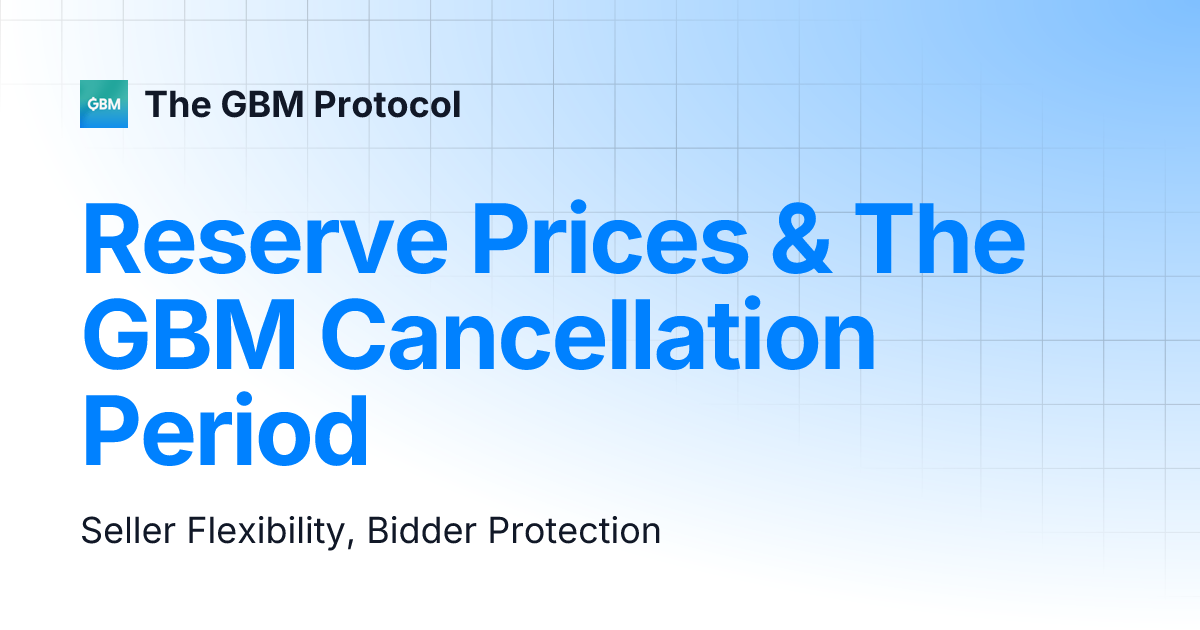 Reserve Prices & The GBM Cancellation Period | The GBM Protocol